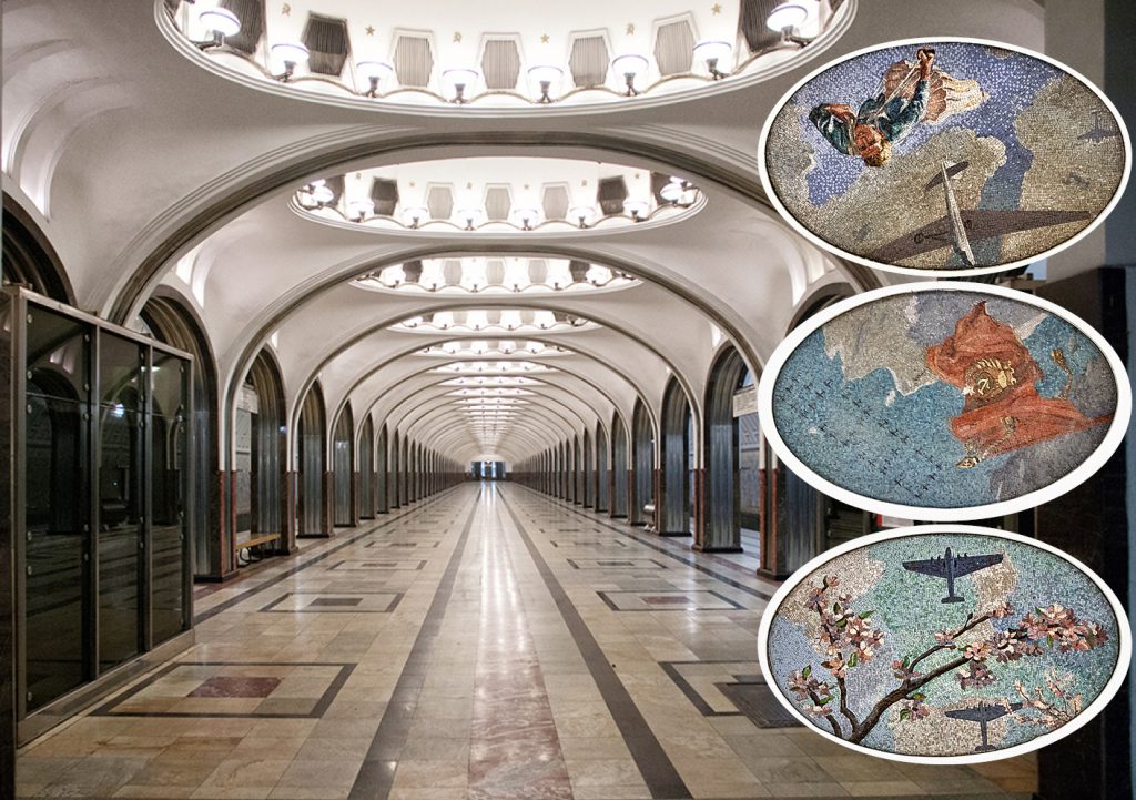 Metro Mosca-stazione Mayakovskaya- ingresso+mosaici - Ciao Italia Russia